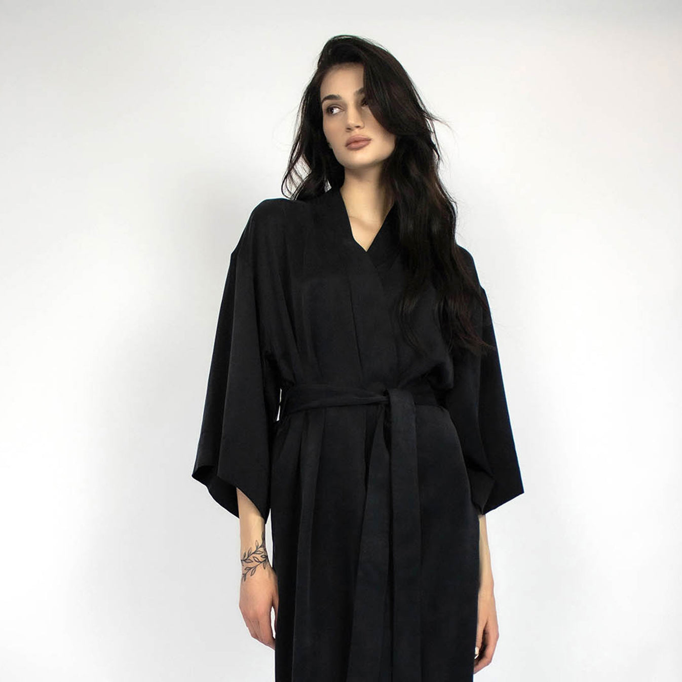 Black Silk Kimono Robe | Silk Dressing Gown for Women - Nokaya - Silk ...