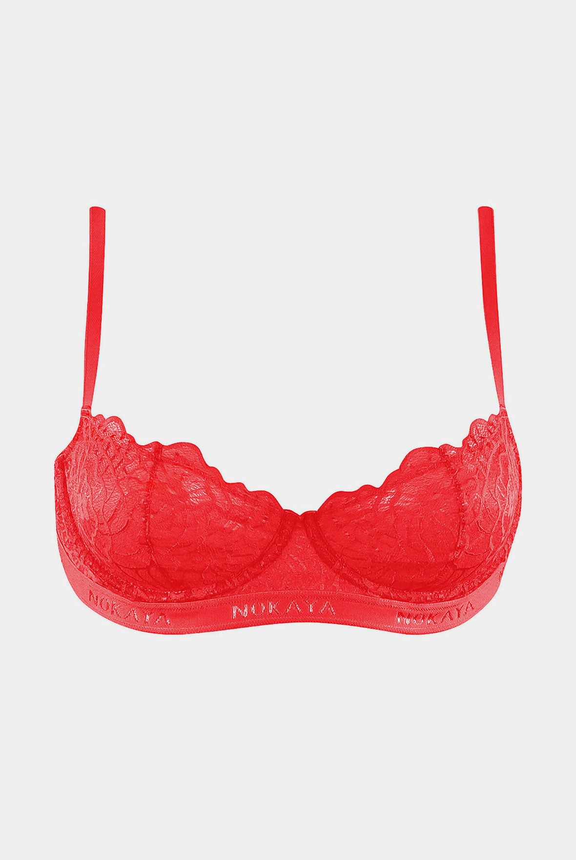 Red Lace Balconette | Born in Ukraine underwired Balcony Bra | NOKAYA