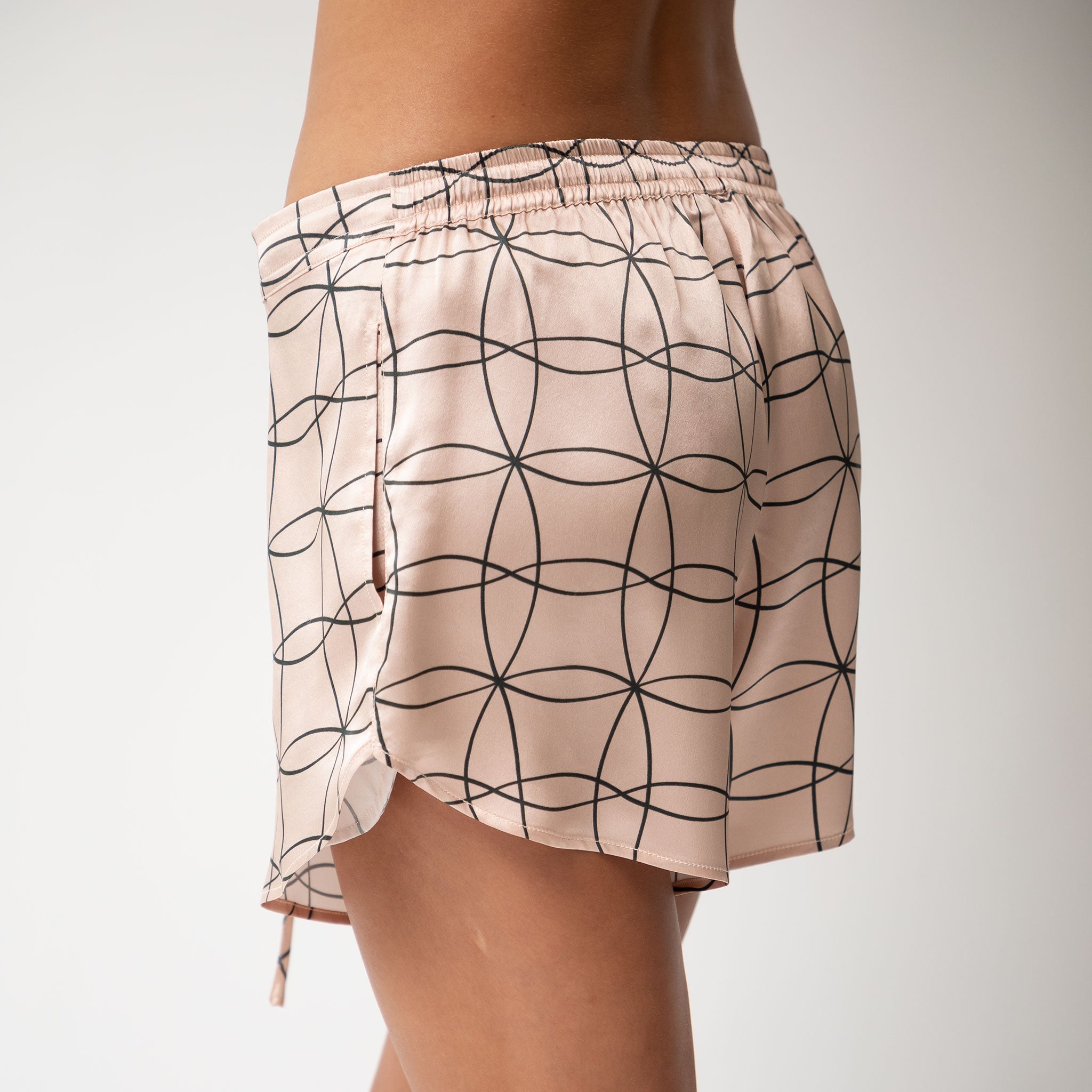 Silk Shorts Pink Neo Geo – Effortless Style by Nokaya – NOKAYA