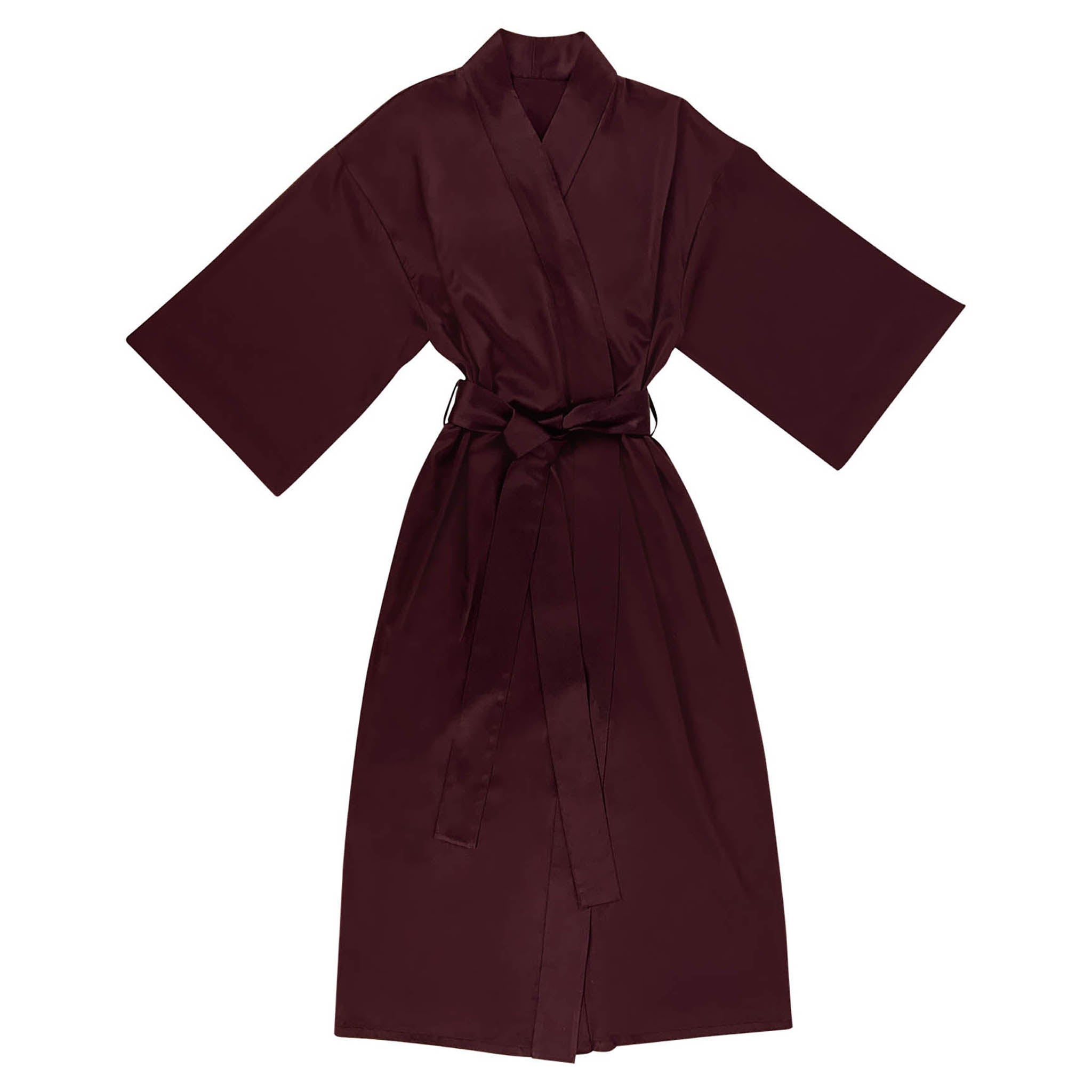 The Lady Brown Silk Long Kimono Robe Nightgown from Mulberry Silk | NOKAYA